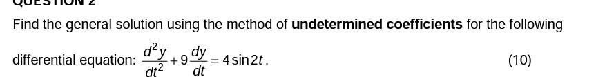 Solved Find the general solution using the method of | Chegg.com