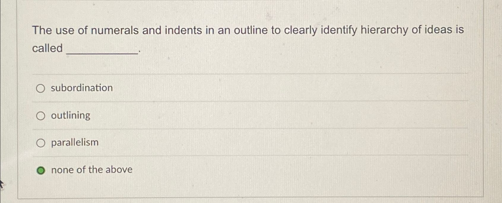 Solved The use of numerals and indents in an outline to | Chegg.com