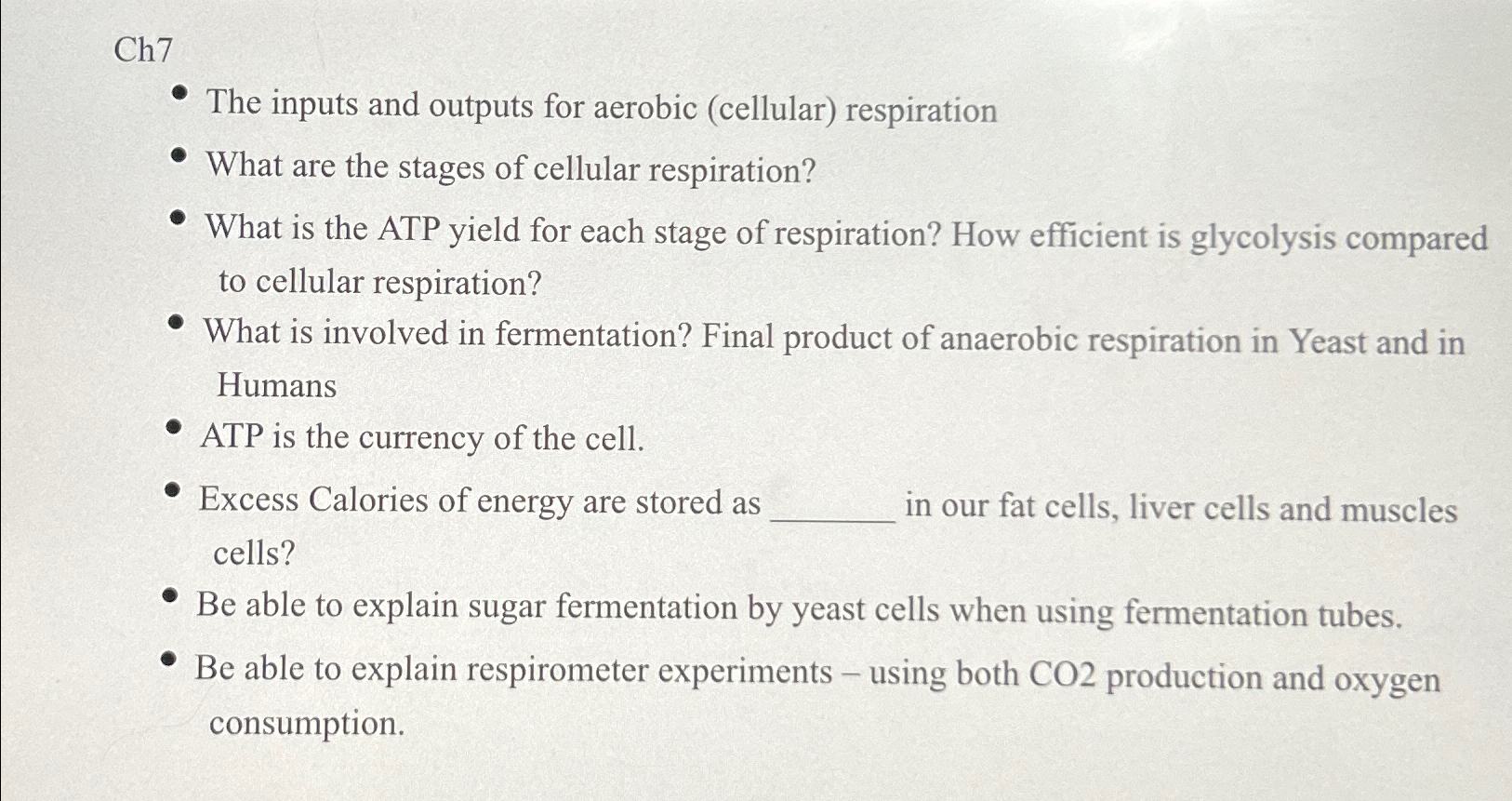 Solved Ch7The inputs and outputs for aerobic (cellular) | Chegg.com