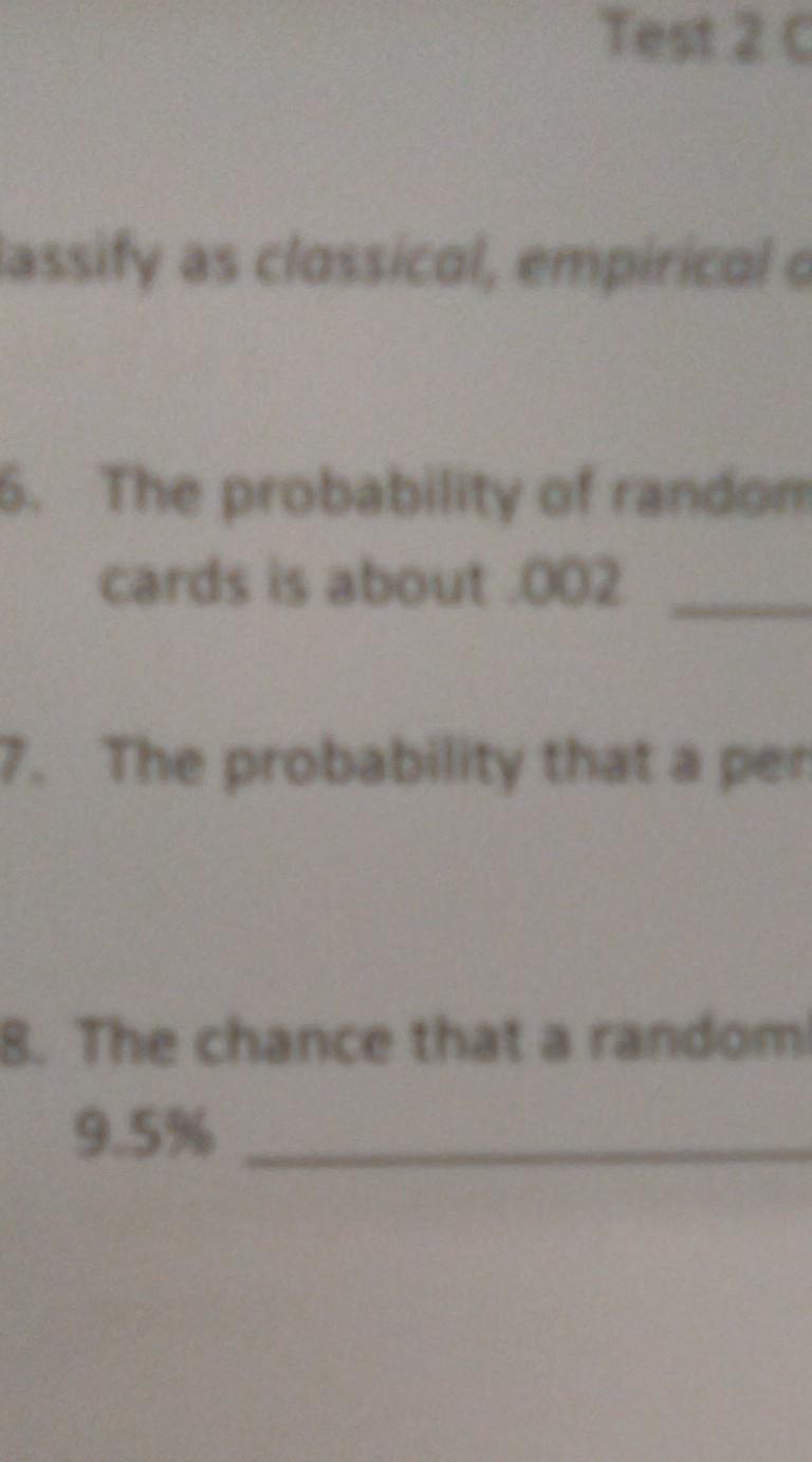 classify as classical empirical or subjective. the | Chegg.com