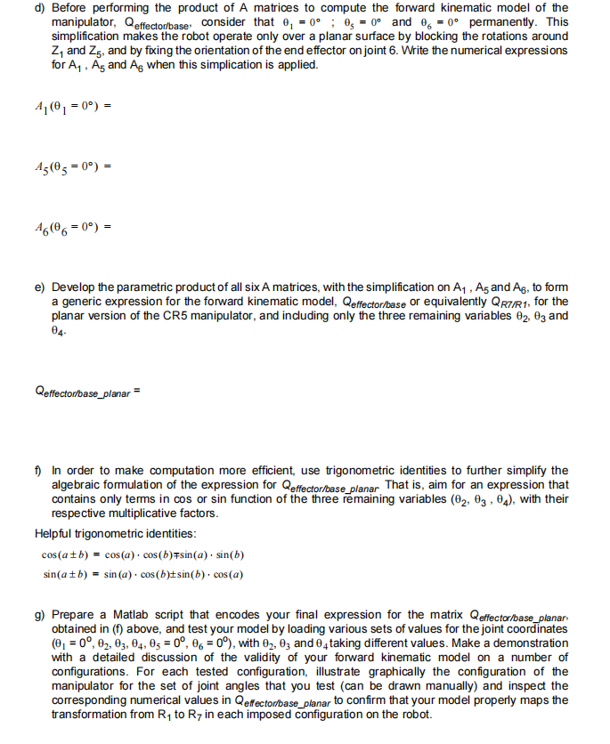 Consider the Dobot CR5 manipulator robot shown in the | Chegg.com
