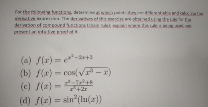 Solved For the following functions, determine at which | Chegg.com