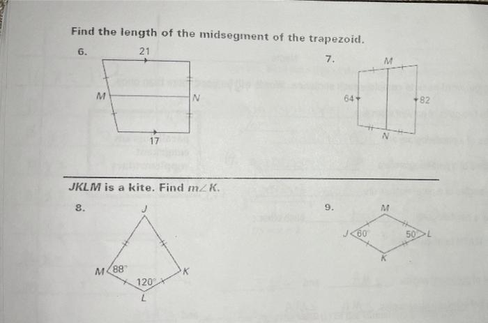Solved Find the length of the midsegment of the trapezoid. | Chegg.com