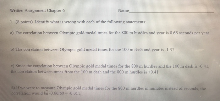 Solved Written Assignment Chapter 6 Name 1. (8 points) | Chegg.com