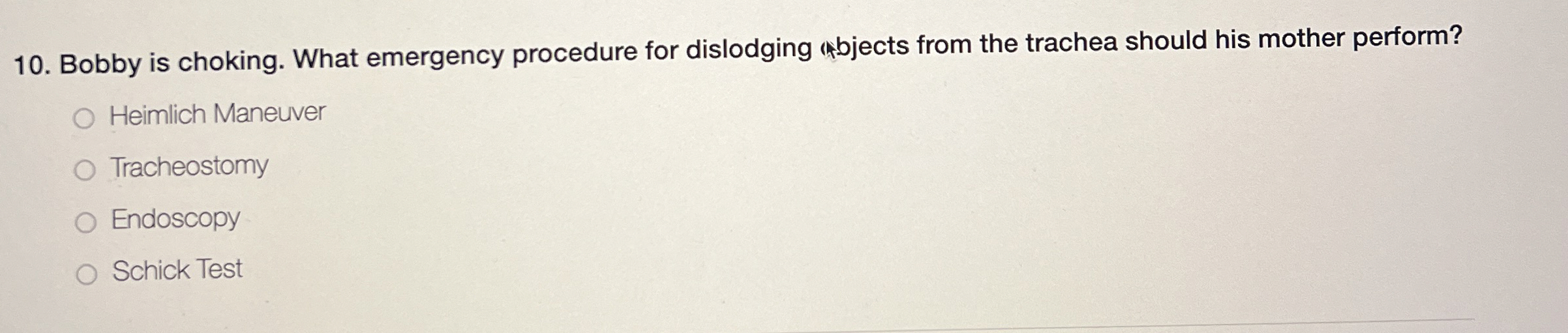 Solved Bobby is choking. What emergency procedure for | Chegg.com