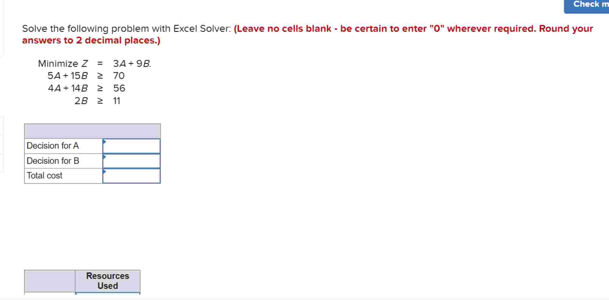Solved Solve the following problem with Excel Solver: | Chegg.com