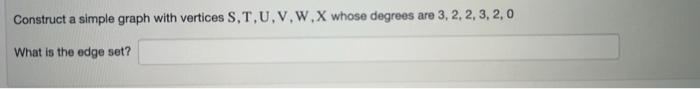 Solved Construct a simple graph with vertices S, T, U, V, W, | Chegg.com