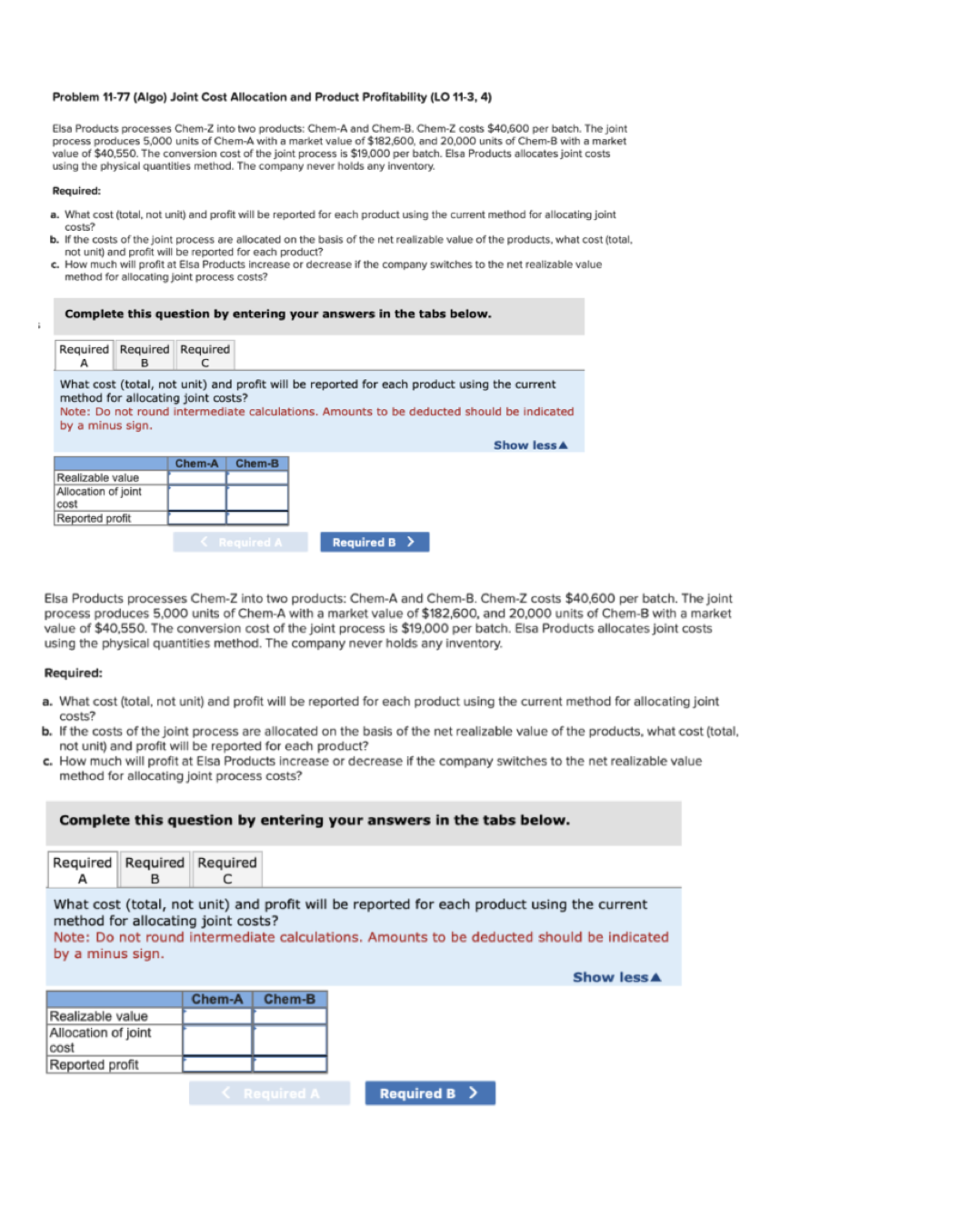 Solved Problem 11-77 (Algo) ﻿Joint Cost Allocation and | Chegg.com