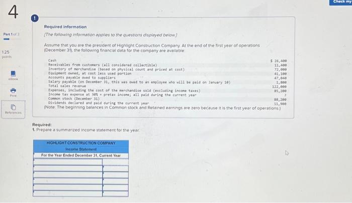 Solved 4 Part 1 of 3 1.25 points eBook Print References | Chegg.com