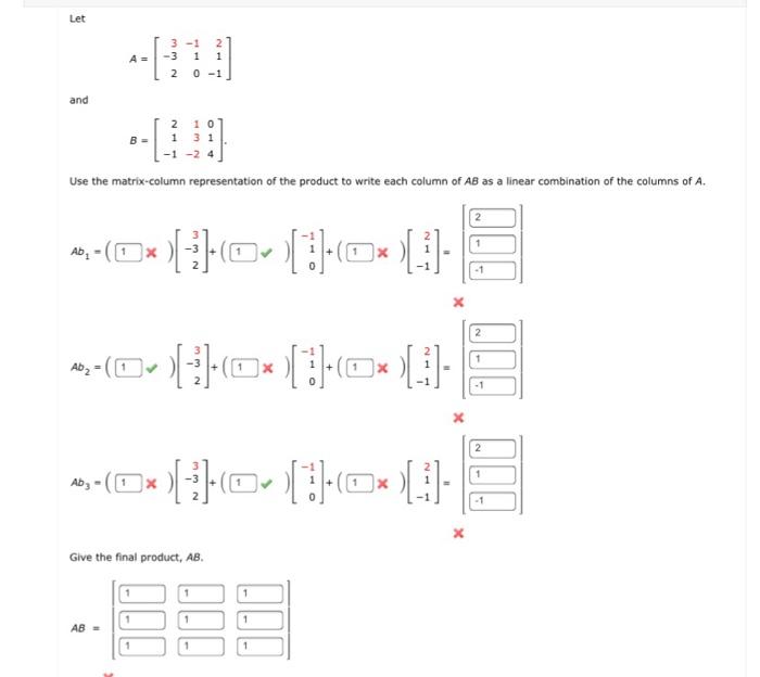 Solved Let A= 3 -1 1 1 2 0-1 and 2 13 Use the matrix-column | Chegg.com
