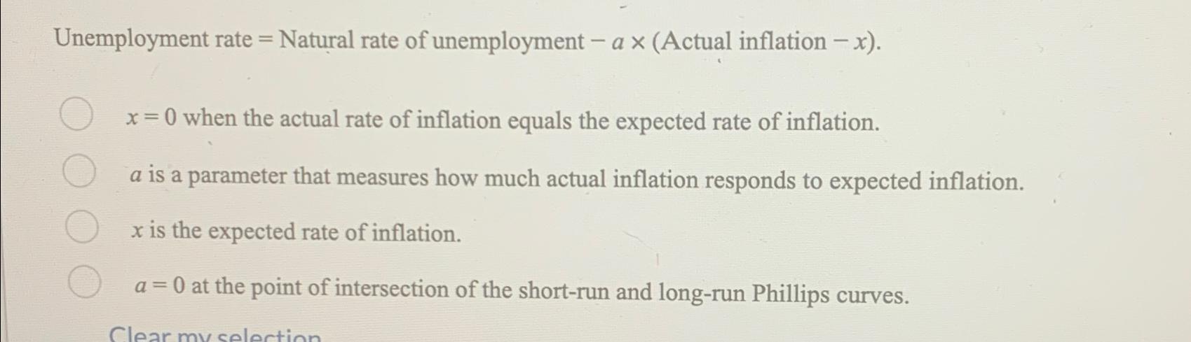 Solved Unemployment rate = ﻿Natural rate of unemployment | Chegg.com