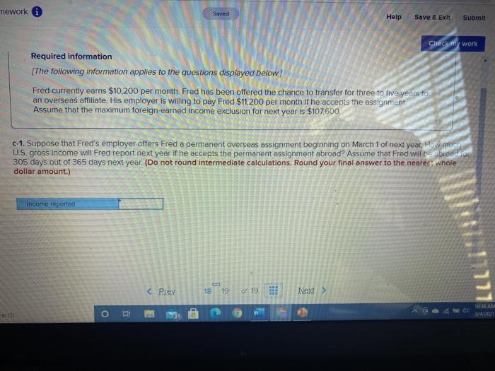 Solved mework Saved Help Save & Exit Submit Check my work | Chegg.com