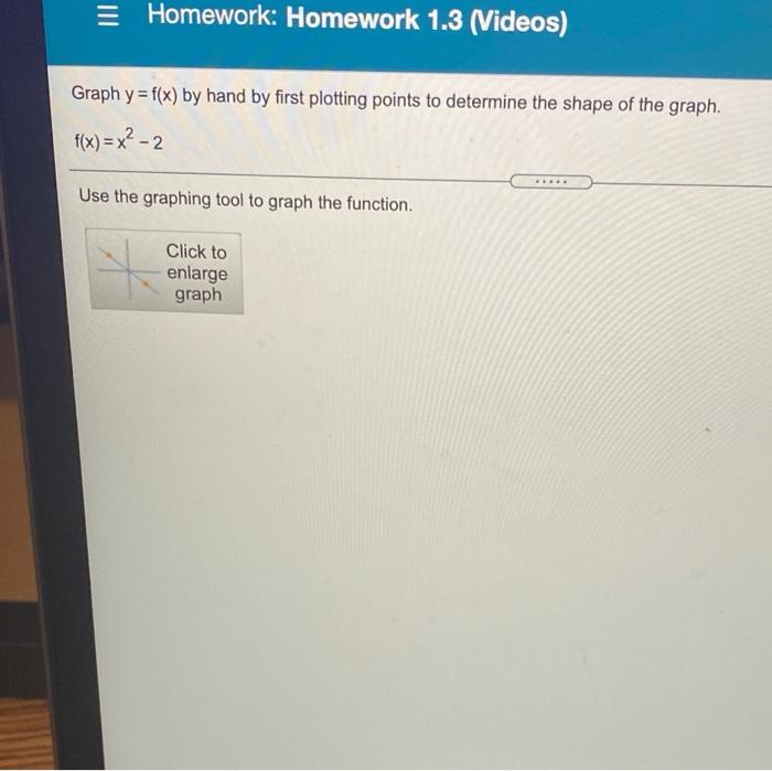 Solved = Homework: Homework 1.3 (Videos) Graph y=f(x) by | Chegg.com