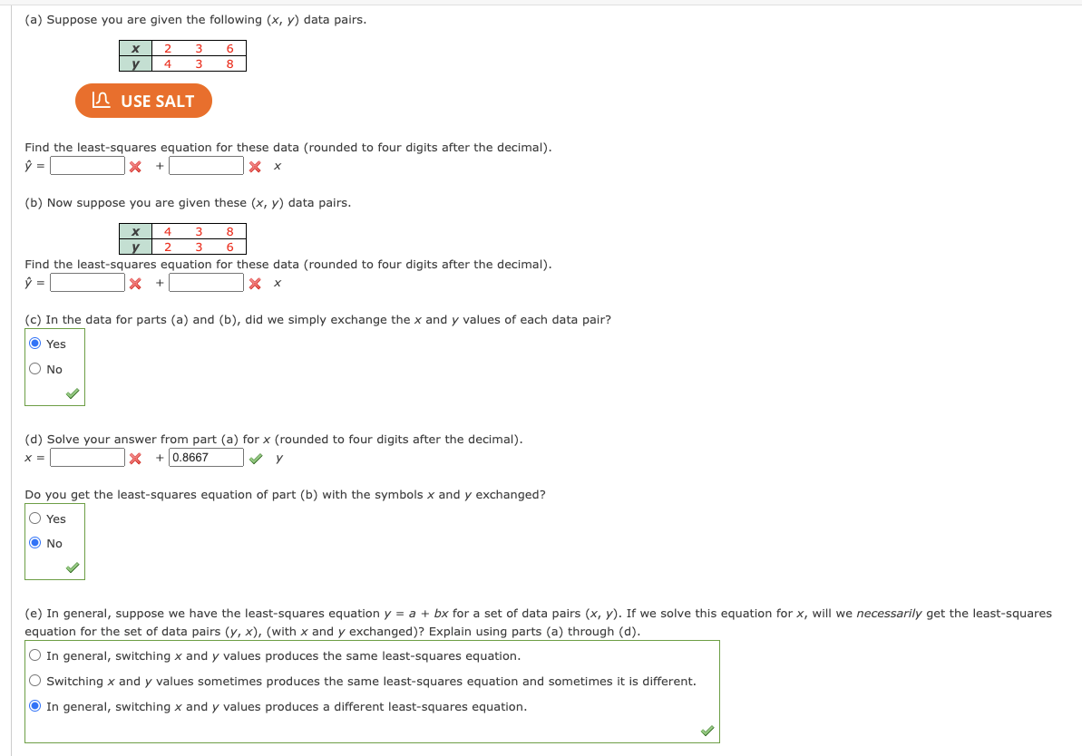 (a) ﻿Suppose you are given the following (x,y) ﻿data | Chegg.com