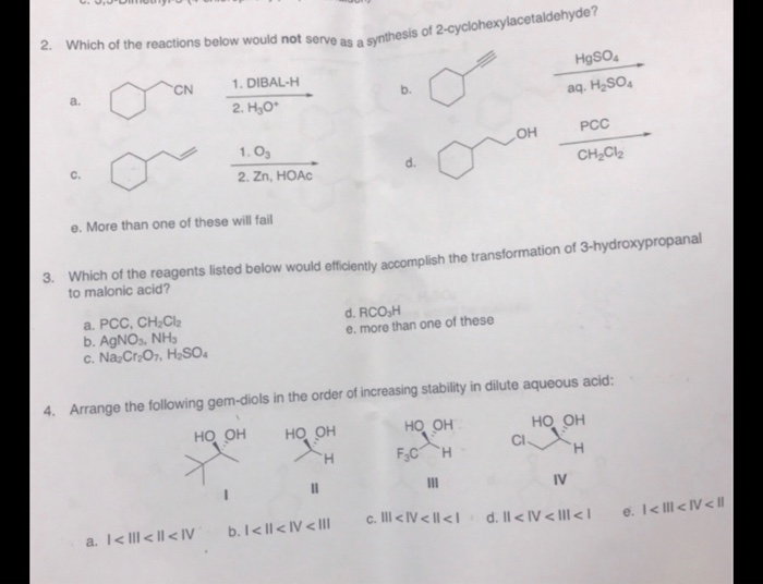 Solved 2. Which of the reactions below would not serve as a | Chegg.com