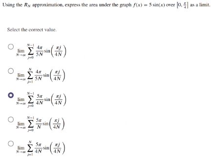 Solved Using the RN ﻿approximation, express the area under | Chegg.com
