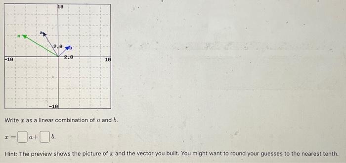 Solved Write x as a linear combination of a and b. x=a+b. | Chegg.com