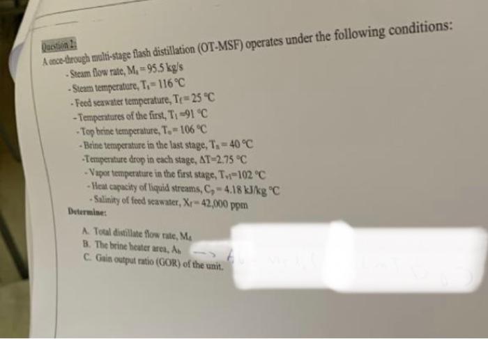 Solved cooselirvogh multi-stage flash distillation (OT-MSF) | Chegg.com