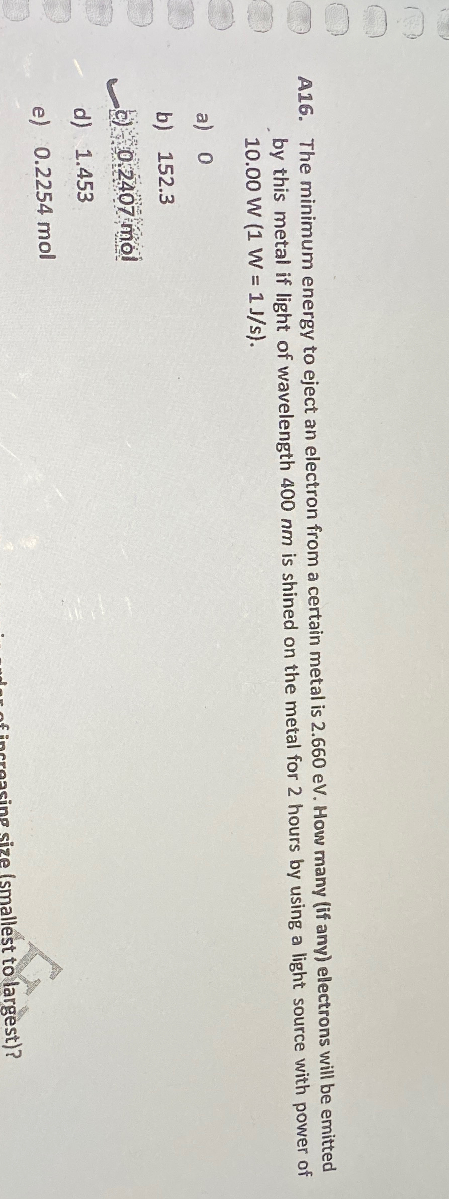 A16 ﻿the Minimum Energy To Eject An Electron From A