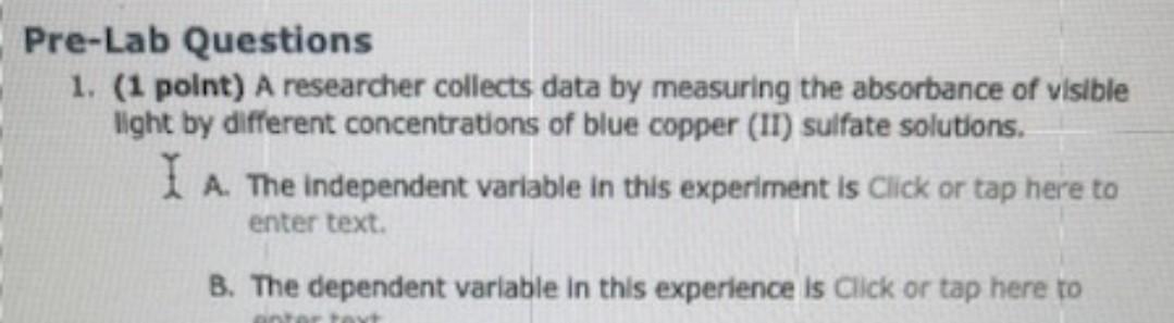 Solved Pre-Lab Questions 1. (1 polnt) A researcher collects | Chegg.com