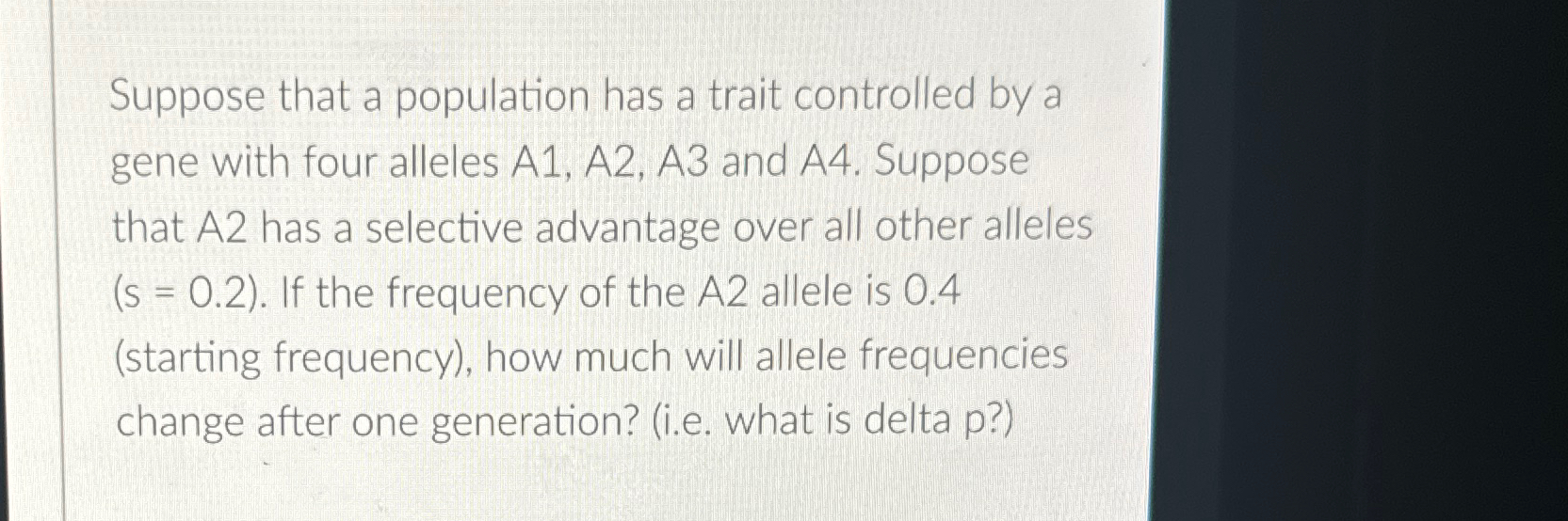 Solved wSuppose that a population has a trait controlled by | Chegg.com