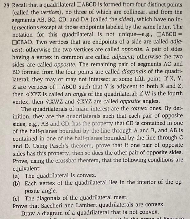 28. Recall that a quadrilateral (ABCD is formed from | Chegg.com