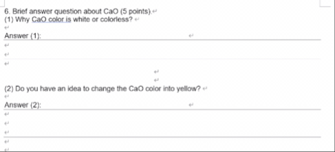 Solved Brief answer question about CaO (5 ﻿points)(1) ﻿Why | Chegg.com