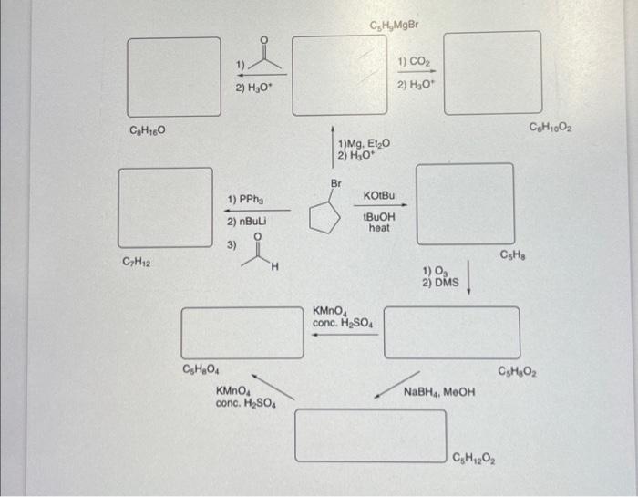 Solved 1) 2) H3O+CO2 C9H16O 1) Mg,Et2O 2) H3O+ 1) PPhy3 2) | Chegg.com