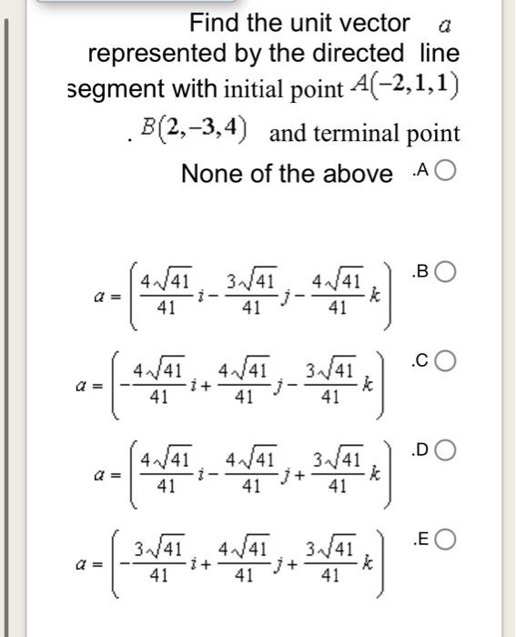 Solved Find the unit vector represented by the directed line | Chegg.com
