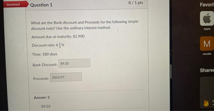 Solved What are the Bank discount and Proceeds for the | Chegg.com