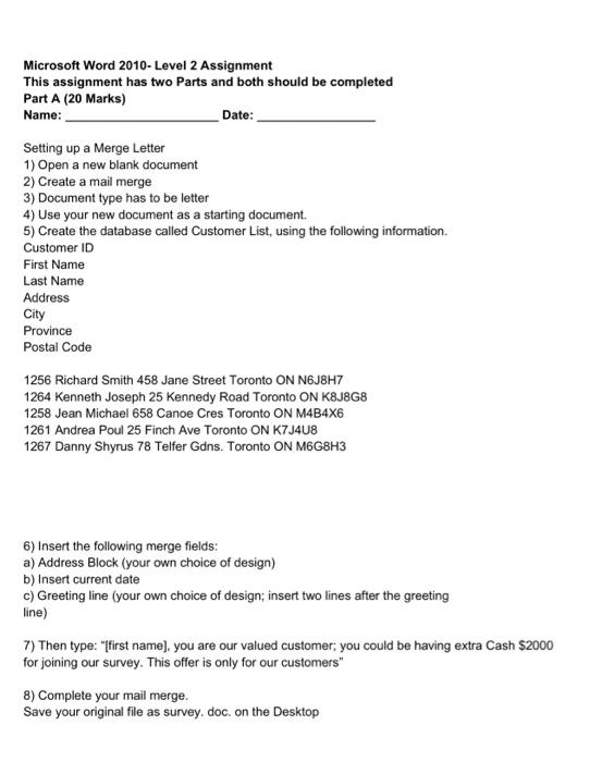 Microsoft Word 2010- Level 2 Assignment This | Chegg.com