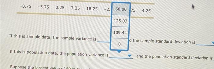 Solved Consider a data set containing the following values: | Chegg.com