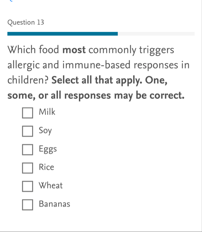 Solved Question 13Which food most commonly triggers allergic | Chegg.com