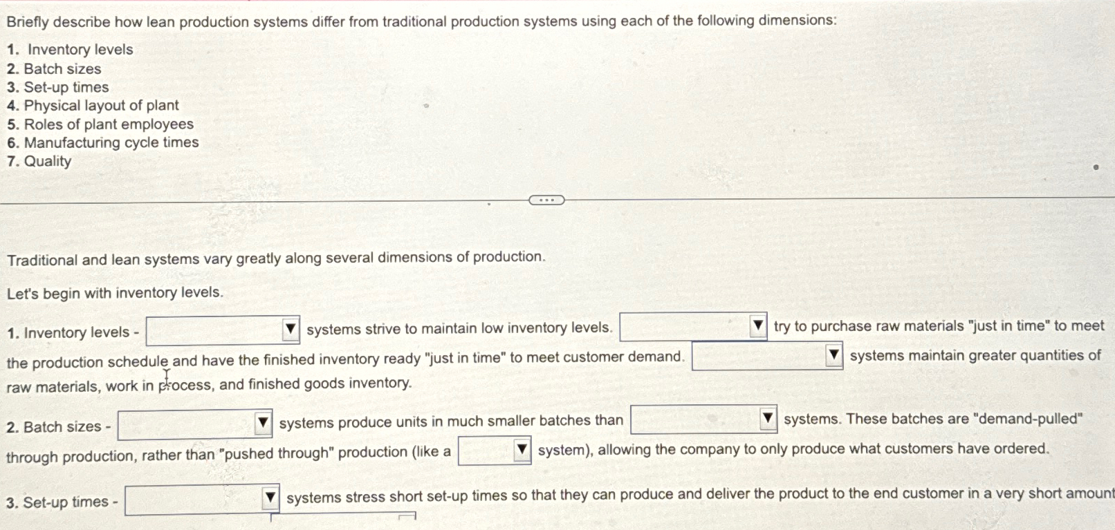 Solved Briefly describe how lean production systems differ | Chegg.com