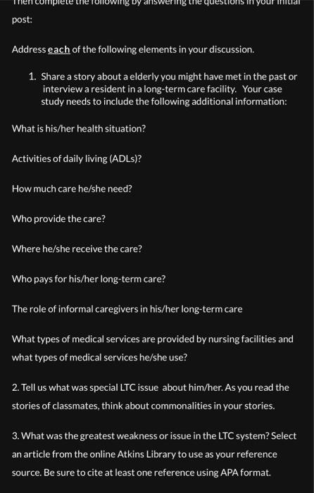 Solved Address each of the following elements in your | Chegg.com