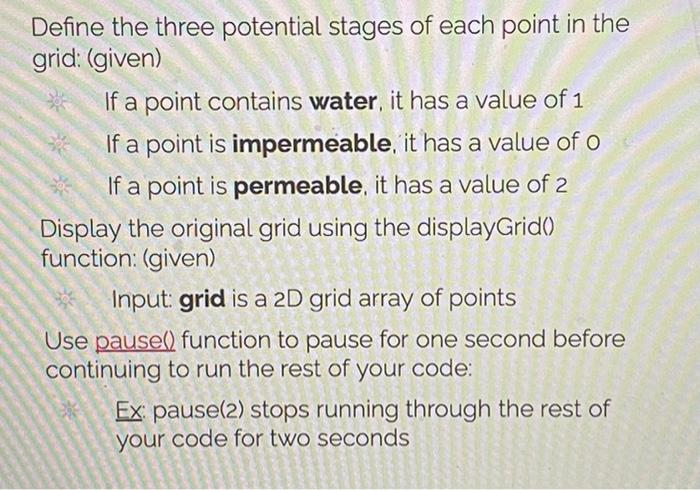 Solved In matlab language how would i display grid and pause | Chegg.com