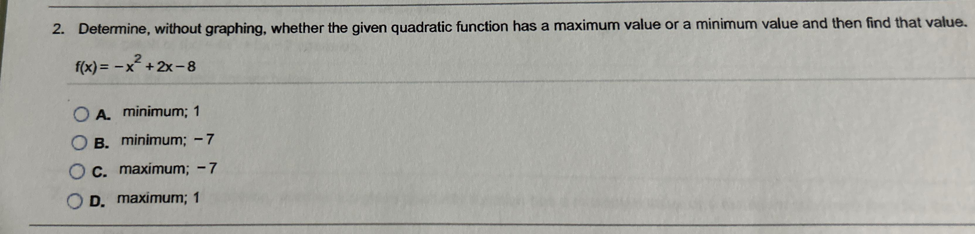 Solved Determine, without graphing, whether the given | Chegg.com