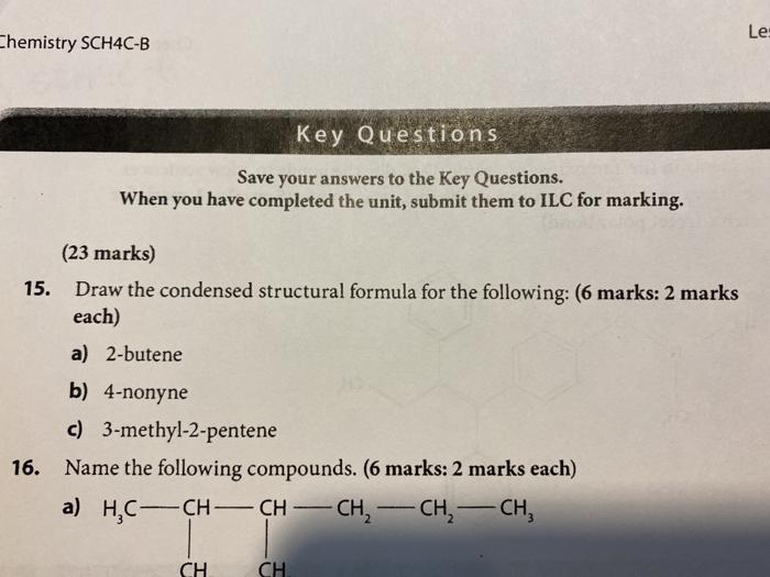Solved Le: Chemistry SCH4C-B Key Questions Save your answers | Chegg.com