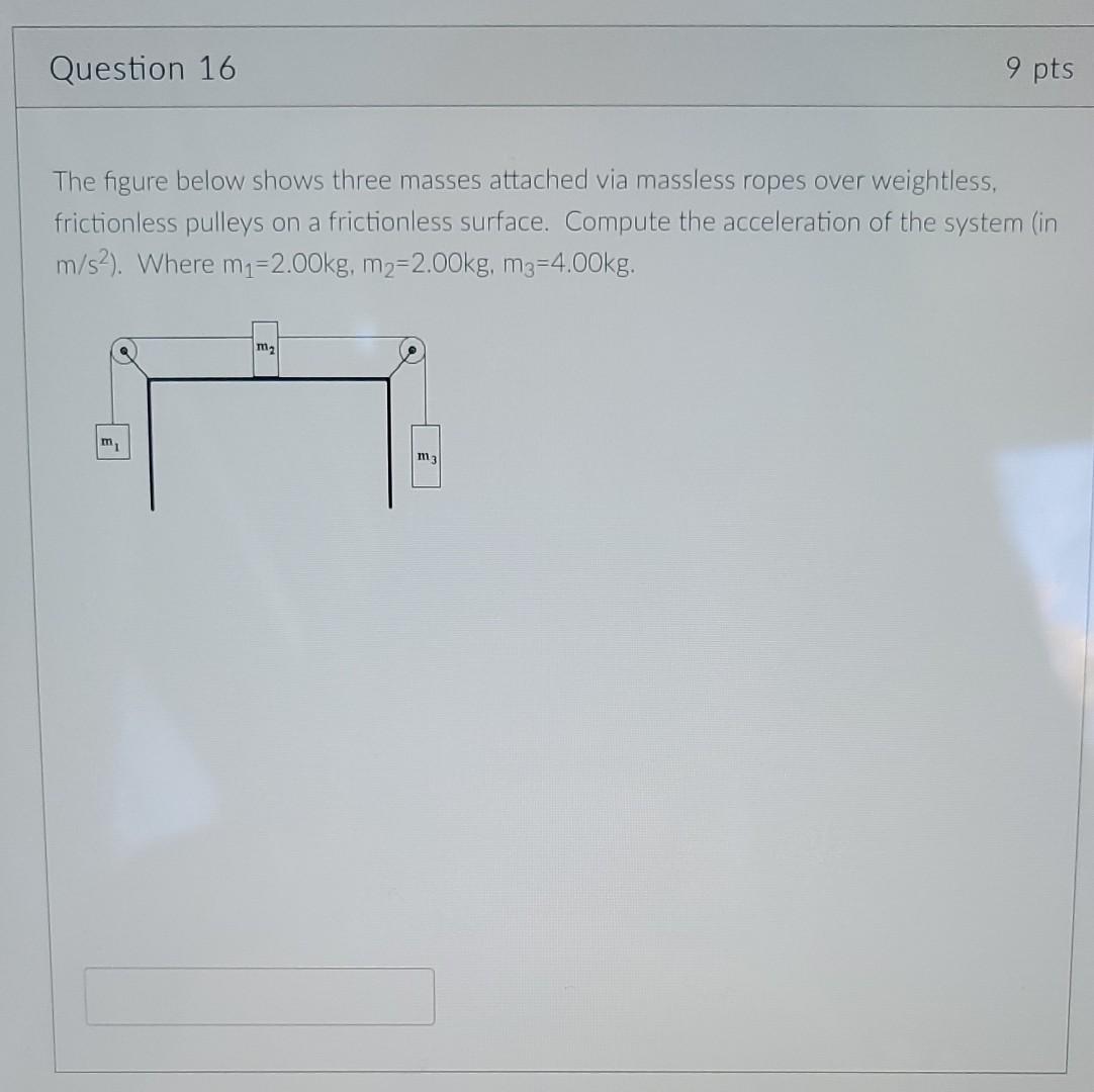 Solved The figure below shows three masses attached via | Chegg.com