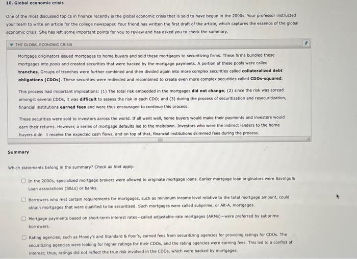 Solved One of the most discussed topics in finance recently | Chegg.com