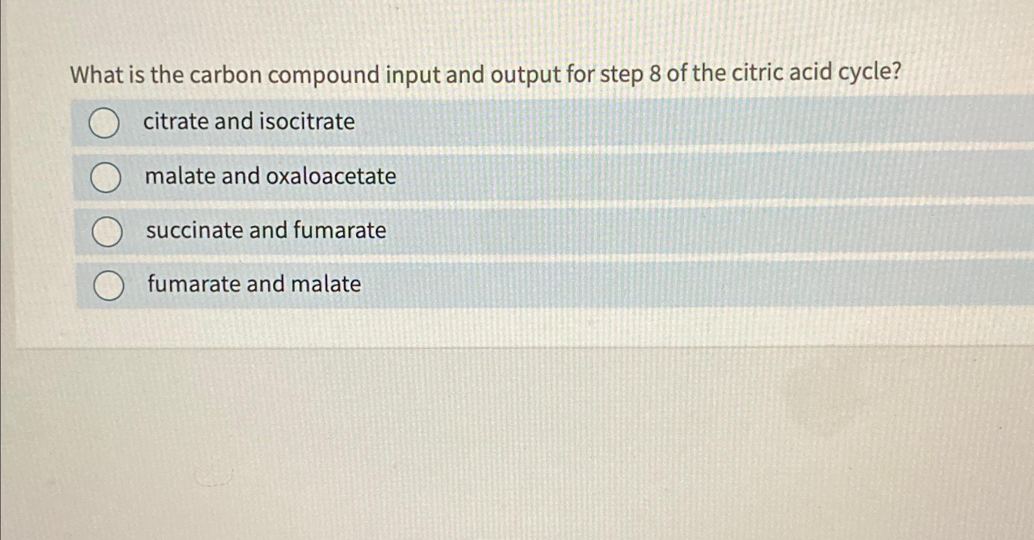 Solved What is the carbon compound input and output for step | Chegg.com
