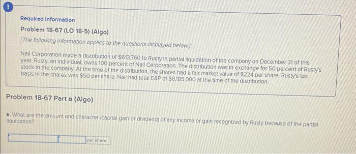 Solved Required information Problem 18.67 (LO 18-5) (Algo) | Chegg.com