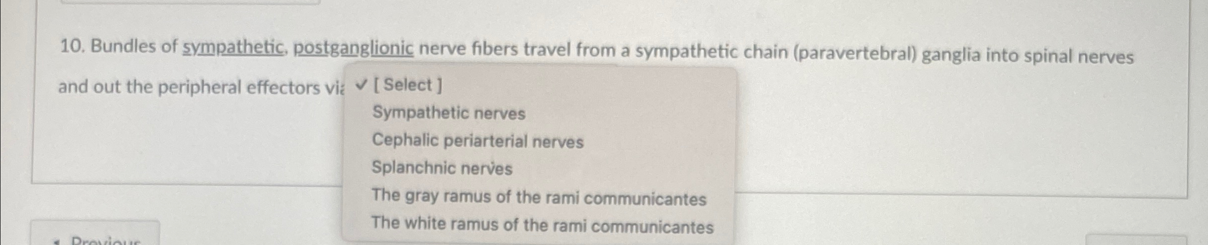 Solved Bundles of sympathetic, postganglionic nerve fibers | Chegg.com