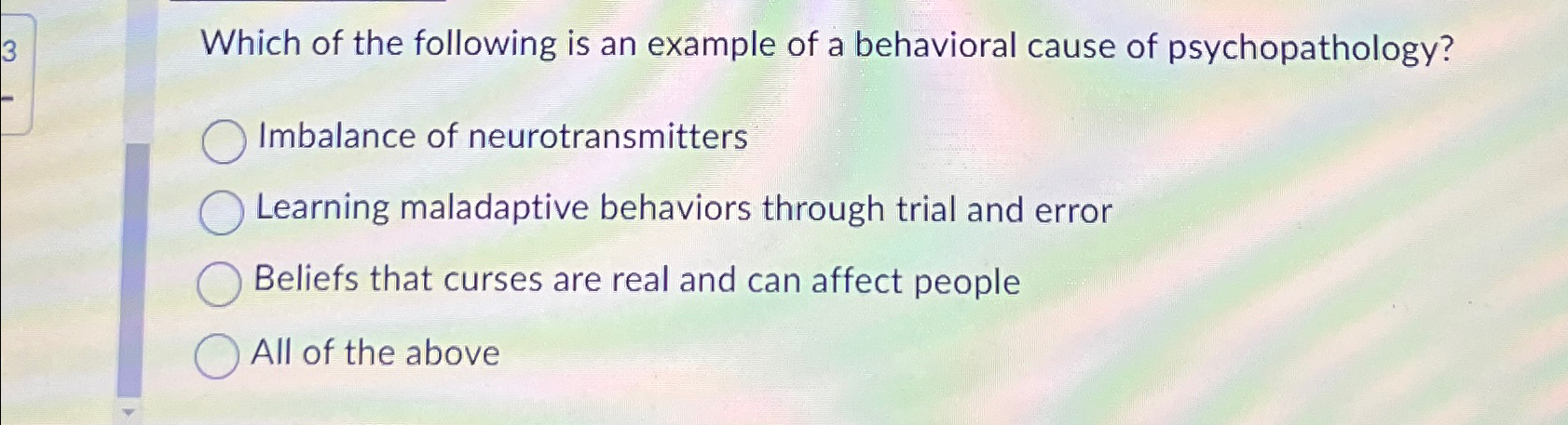 Solved Which of the following is an example of a behavioral | Chegg.com