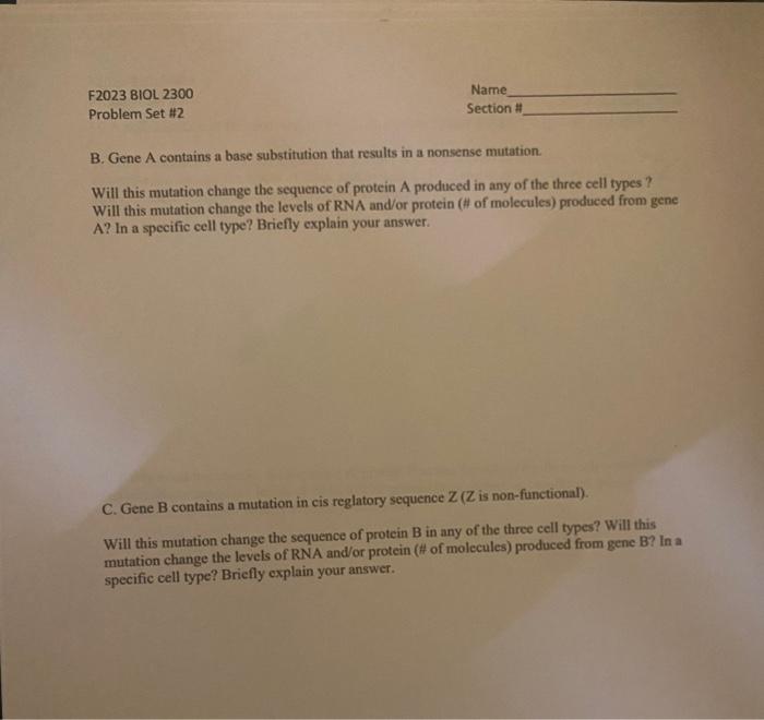 Solved F2023 BIOL 2300 Name Problem Set 112 Section Question | Chegg.com Solved F2023 BIOL 2300 Name Problem Set 112 Section Question | Chegg.com