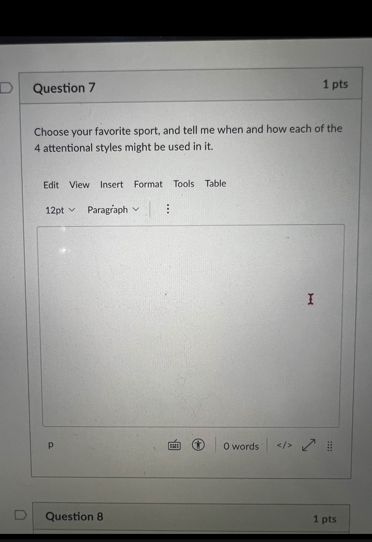 Solved Question 7Choose your favorite sport, and tell me | Chegg.com