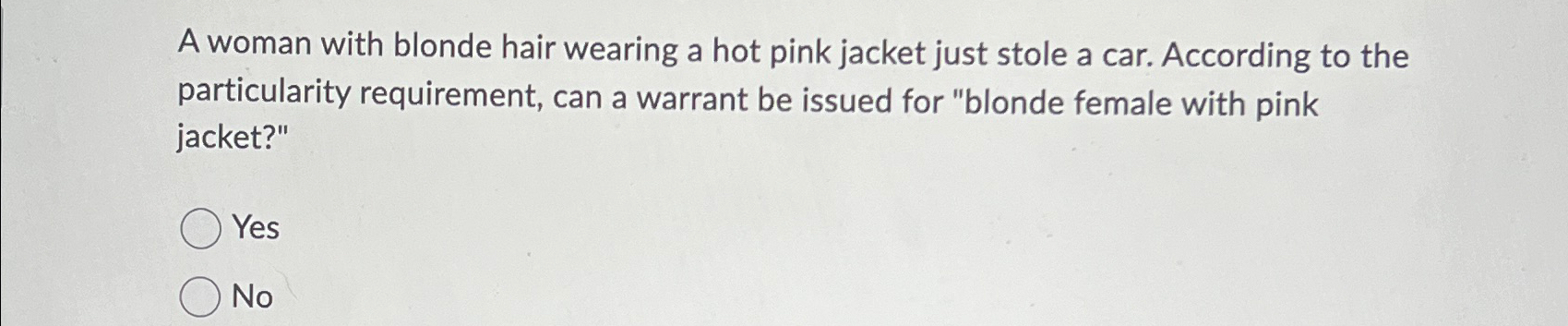Solved A woman with blonde hair wearing a hot pink jacket | Chegg.com