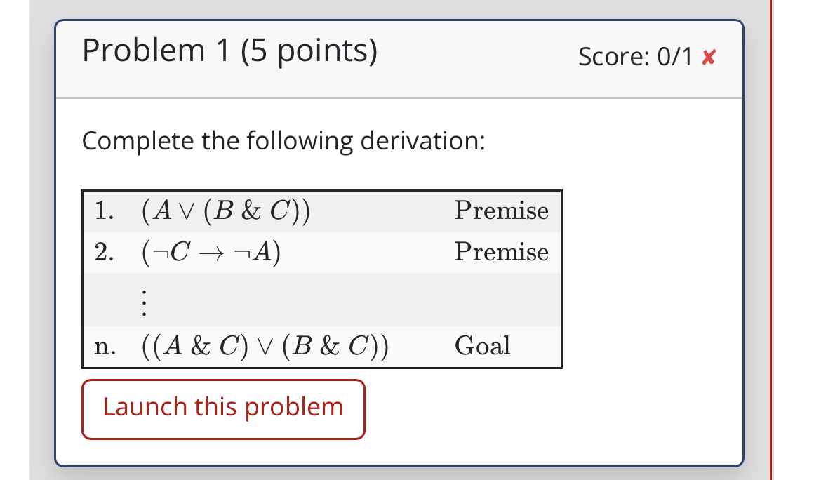 Solved Problem 1 (5 ﻿points)Score: 01xComplete the following | Chegg.com