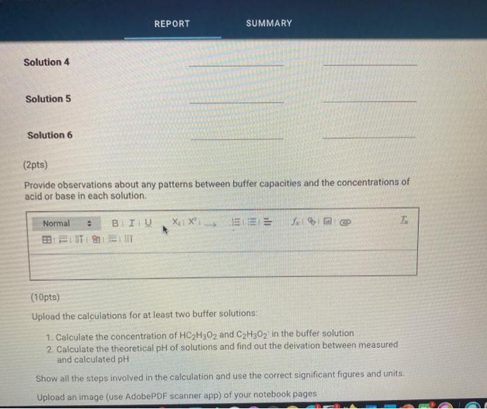Data And Report Submission - Buffer Solutions 1pt) | Chegg.com