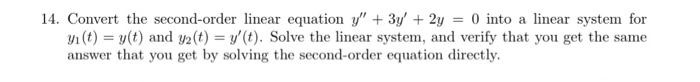 Solved 4. Convert the second-order linear equation | Chegg.com